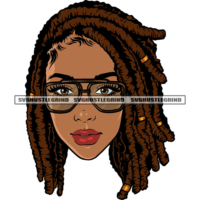 African American Girls Head Design Element Afro Girls Wearing Sunglass ...