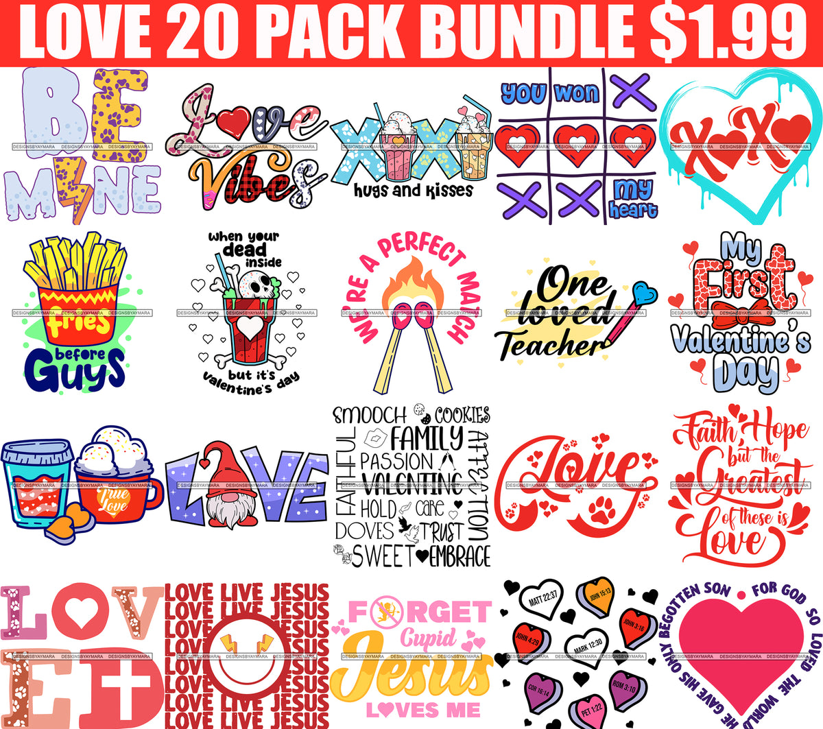 Valentines Day Bundle Love Day Celebration Valentines 20 Designs Bundl ...