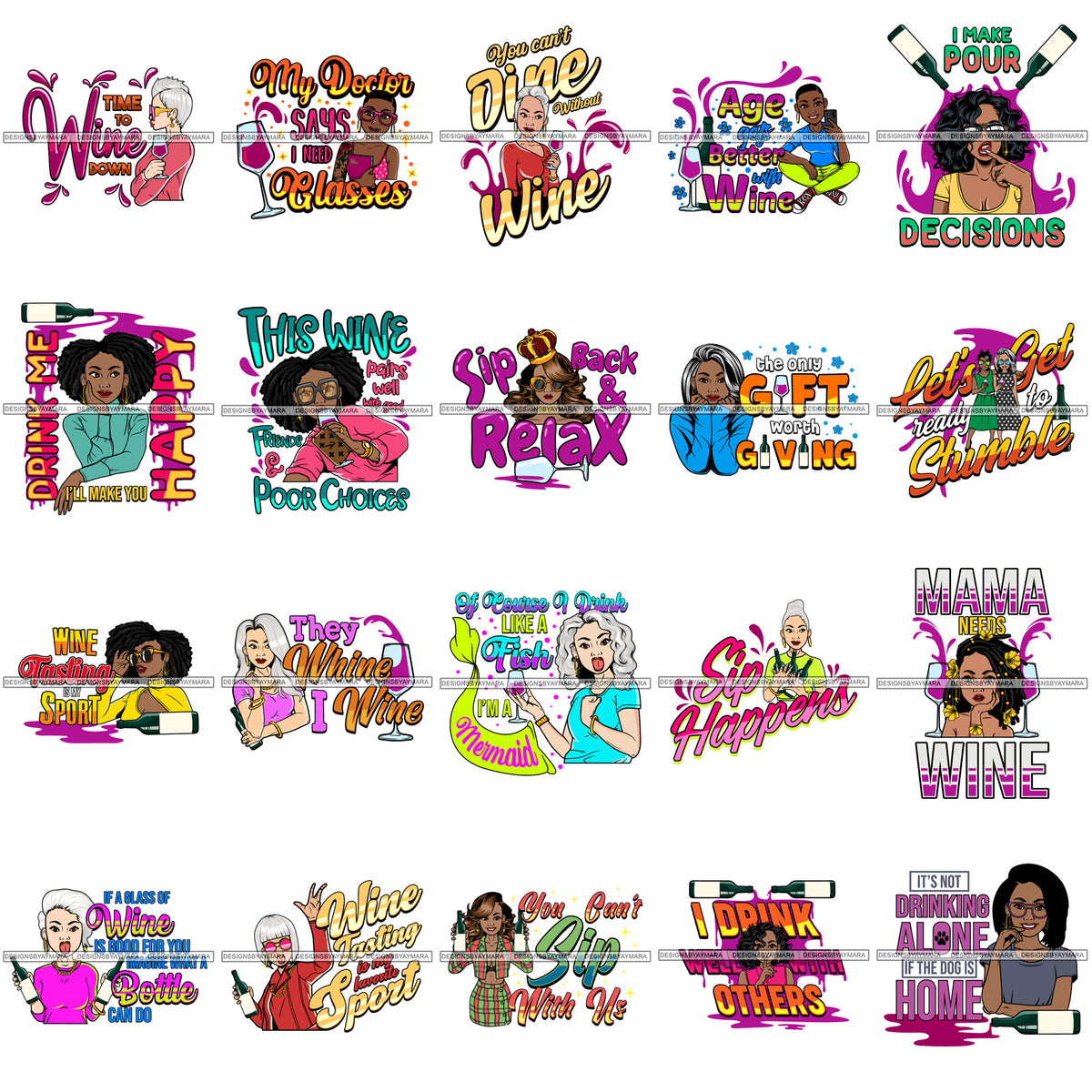 Bundle 20 Afro Woman Wine Quotes Designs Element Melanin Nubian .SVG C ...