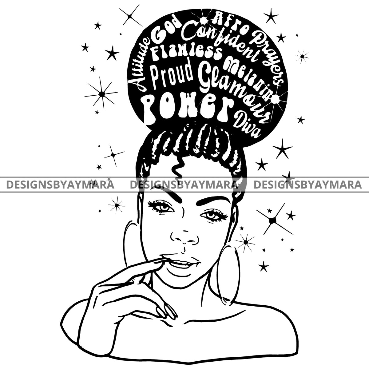 Proud Goddess Diva Black Queen In BW SVG JPG PNG Vector Clipart Cricut ...