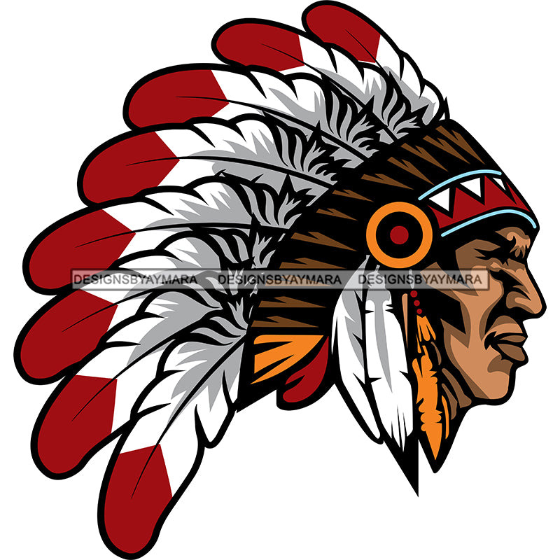Native American Cherokee Headdress War Bonnets SVG JPG PNG Vector Clip ...