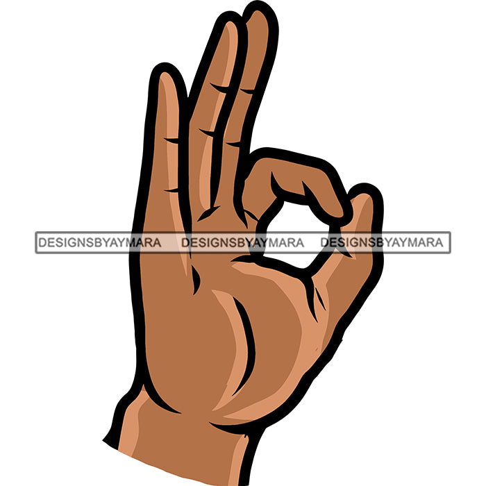 African American Woman Hand Ok Hand Sign Design Element Vector White B ...