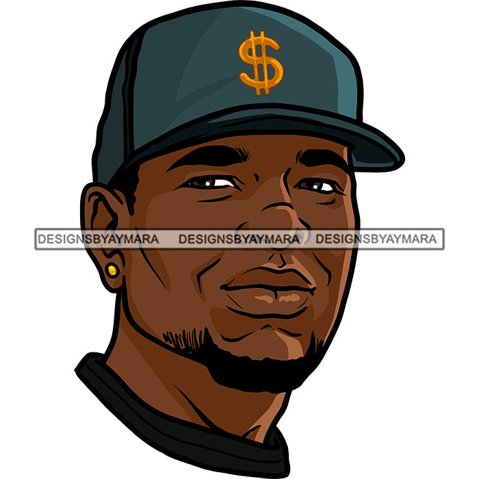 Black Man Face French Beard Wearing Cash Money Dollar Sign Hat Sidevie ...