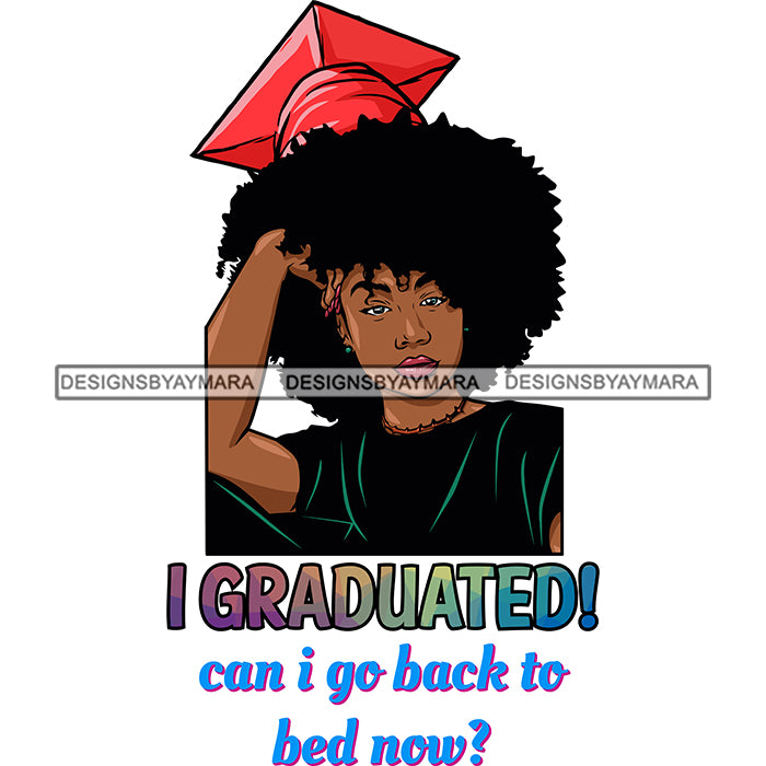 Afro Woman Graduate Wearing Cap Life Quotes Academic Achievement Diplo ...