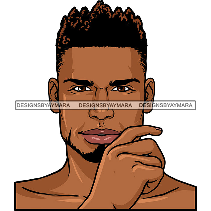 Afro Man Portrait Handsome Confident Beard Spiky Mohawk Hairstyle SVG ...