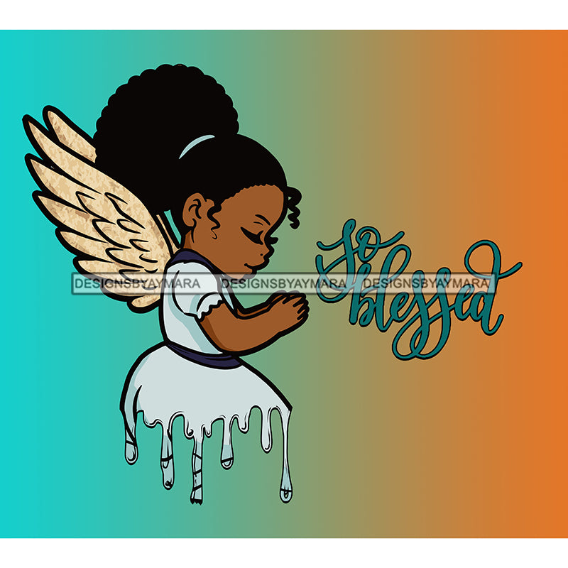 Dripping Little Black Angel So Blessed Praying Child Angel Turquoise A ...