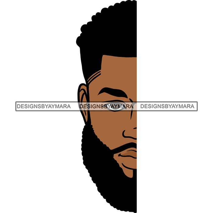 African American Man Side Face Design Element One Eyes Attitude Man Fa ...