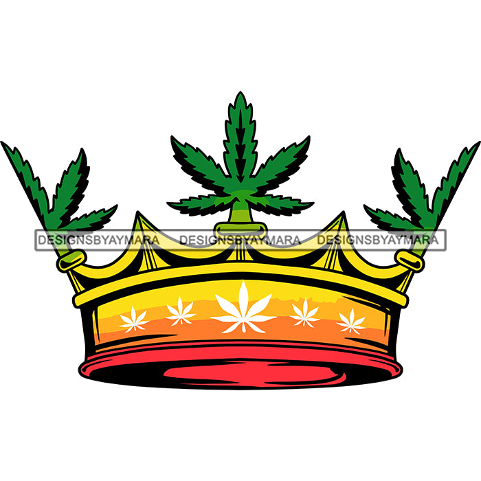 Marijuana Queen Crown Rastafarian Color Smoking Weed Lifestyle Logo Il ...