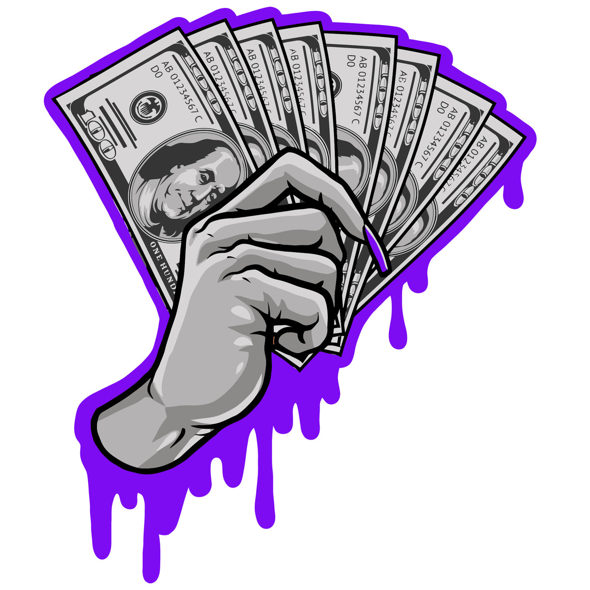 Woman Hand Holding Cash Money Long Nail Vector Color Dripping White Ba ...