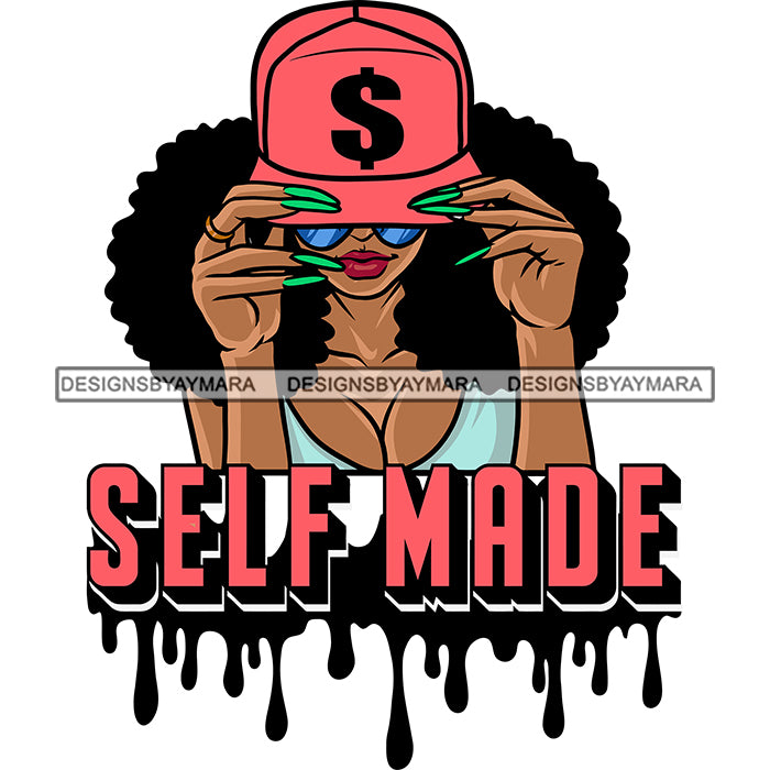 Self Made Quote Color Dripping Gangster African American Woman Holding ...