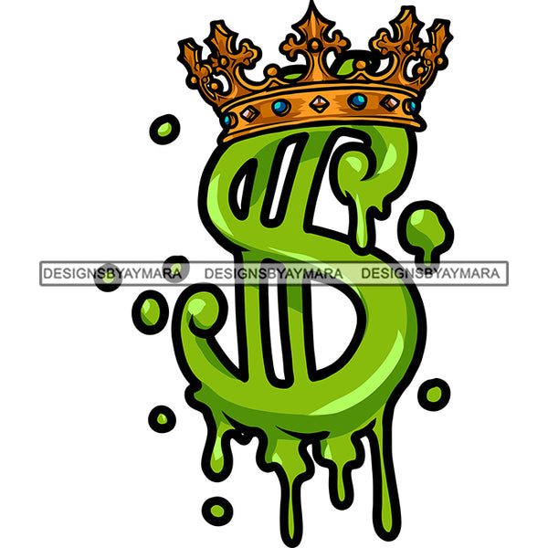 Crown On Single Dollar Sign Head Green Color Dollar Sign Color Drippin ...