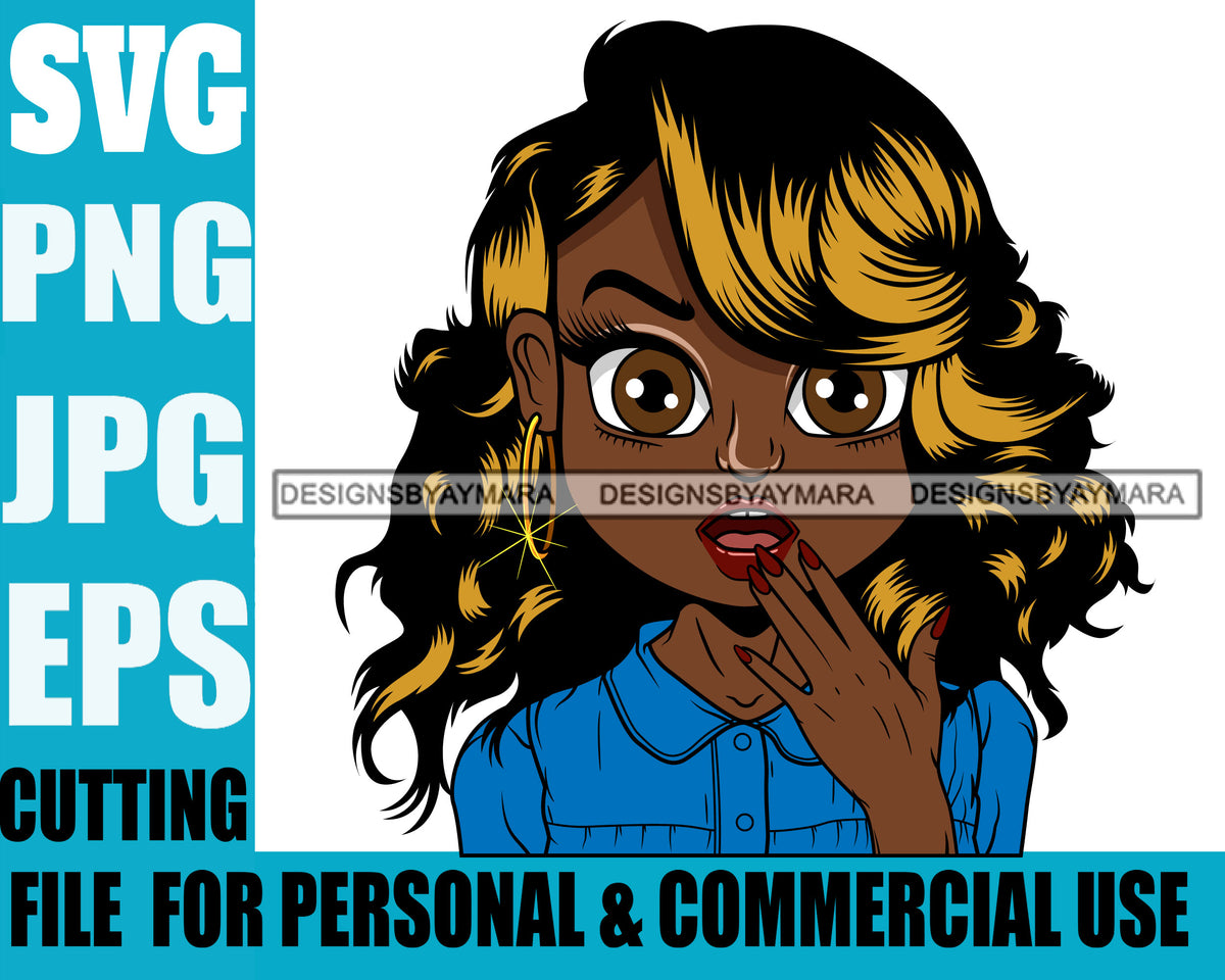 Afro Cute Lili Big Eyes Surprise Face Expression Designs For Commercia ...
