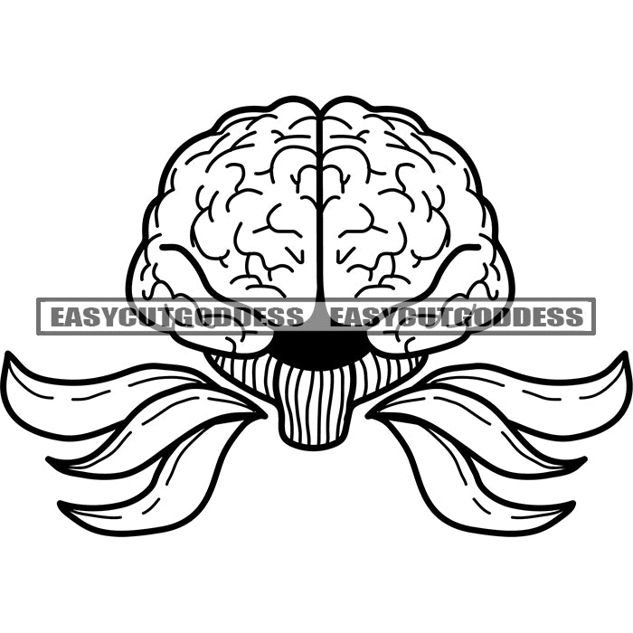 Human Brain Angry Face Devil Look Design Black And White Artwork Silho ...