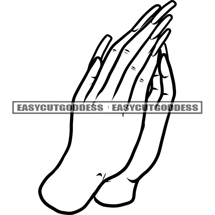 Black And White Artwork Hard Praying Hand God Praying Long Nail Design ...