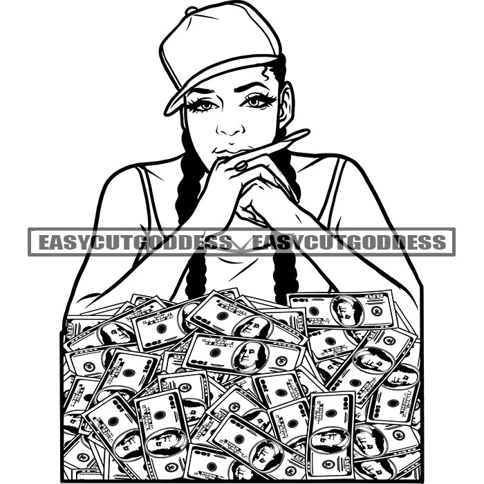 Black And White Artwork African Woman Showing Middle Finger Long Nail ...