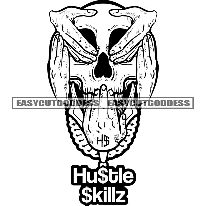 Shut Up Hand Sign Skull Skeleton Head Design Element No Eyes Skull Hea ...