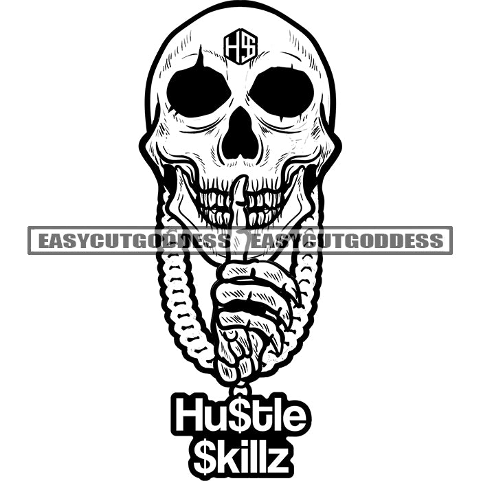 Shut Up Hand Sign Skull Skeleton Head Design Element Devil Or Horror F ...