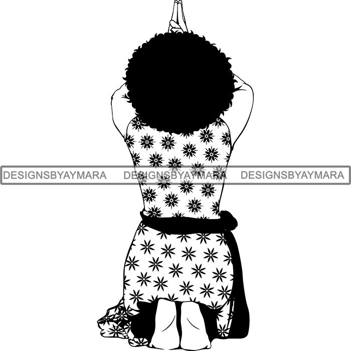 Afro Woman Praying God Goddess Diva Classy Lady .SVG Cut Files For Sil ...