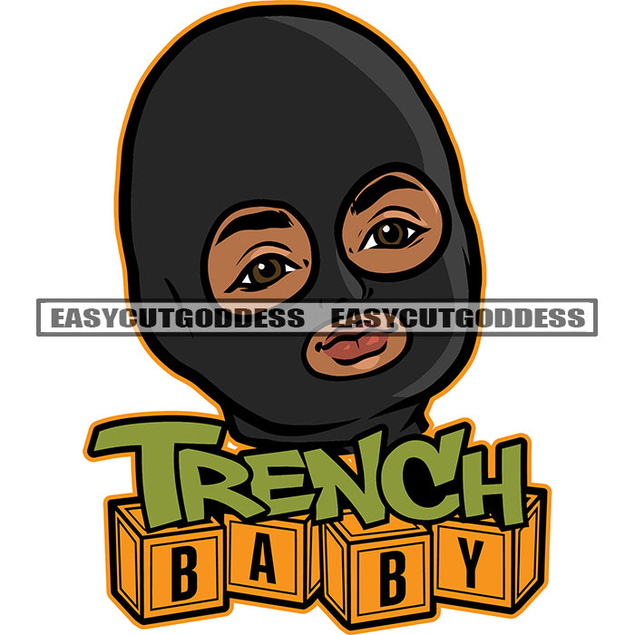 Trench Baby Quote African American Cute Baby Face Design Element Baby ...