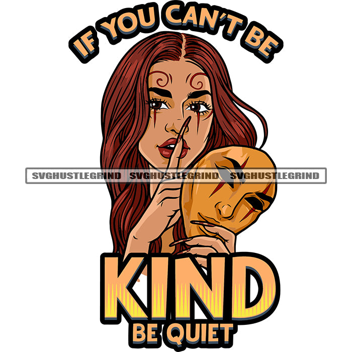 If You Can't Be Kind Be Quiet Quote Afro Woman Showing Keep Silent Pos ...
