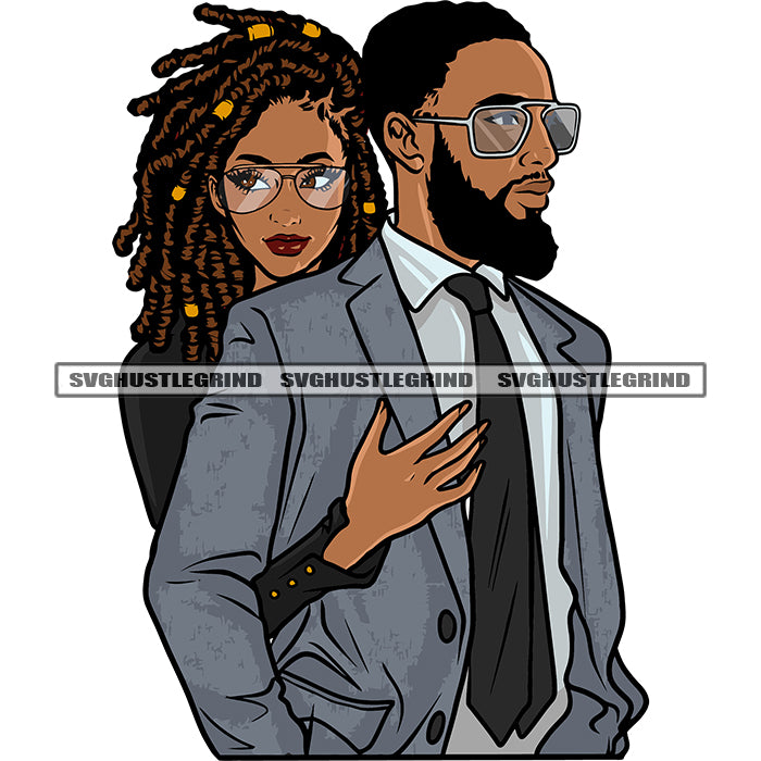 Gangster African American Couple Hug Each Other Design Element Locus H ...