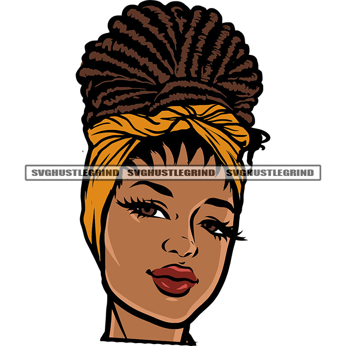Gangster African American Woman Face Design Element Smile Face Locus H ...