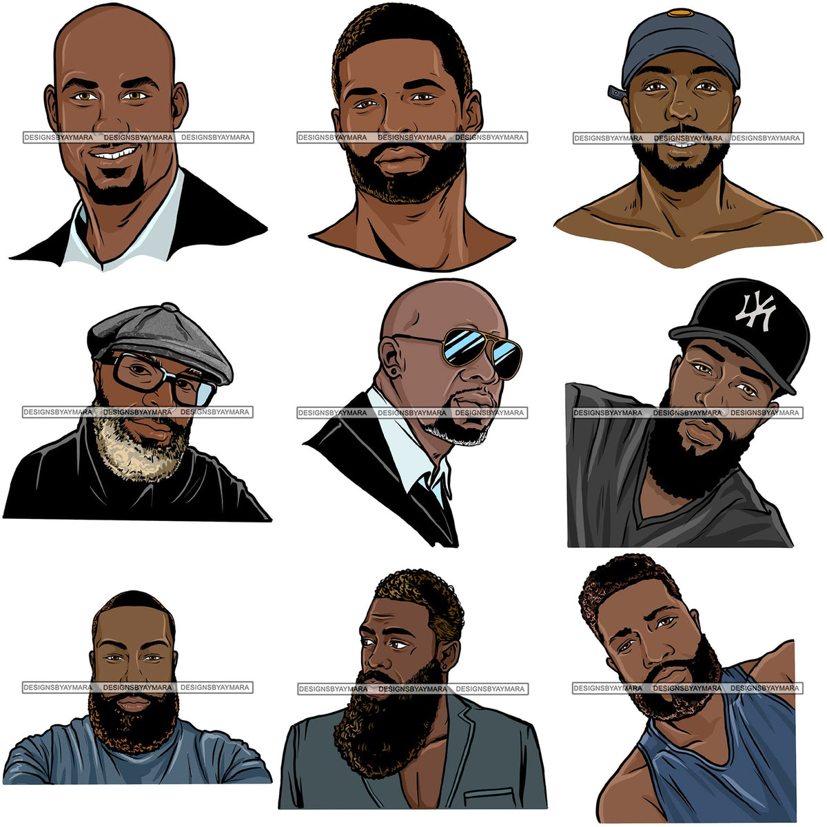 Bundle 9 Attractive Black Man Bearded Hipster Model Fashion Male Guy H ...